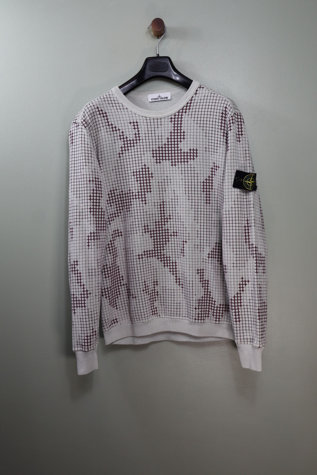 Stone Island Beige Grid Camo Jumper | HeatfromTS